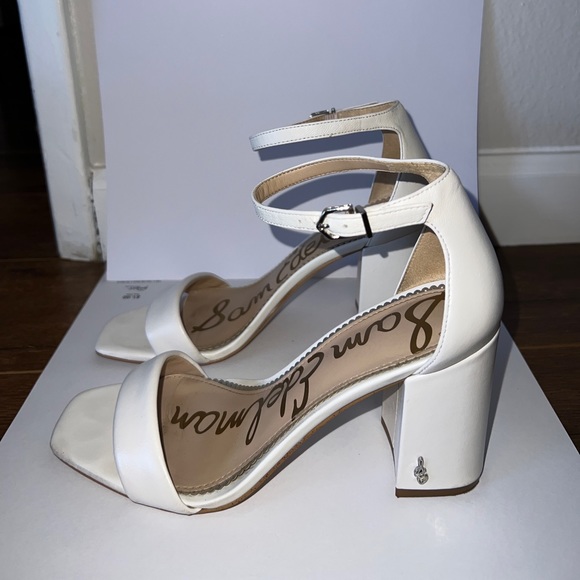 Sam Edelman | Shoes | Sam Edelman White Daniela Block Heel Sandal 75 ...